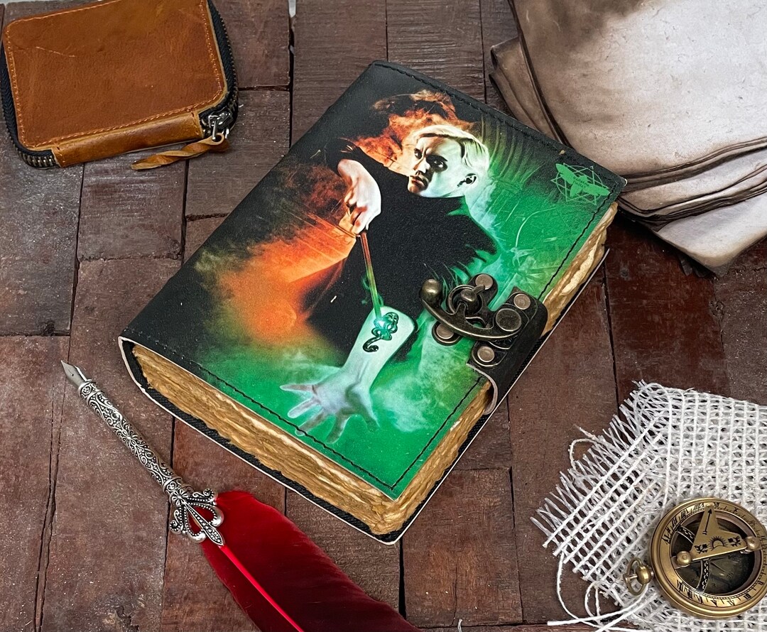 Draco Malfoy Leather Journal, Gothic Spell Book, Wizard Gift - Etsy
