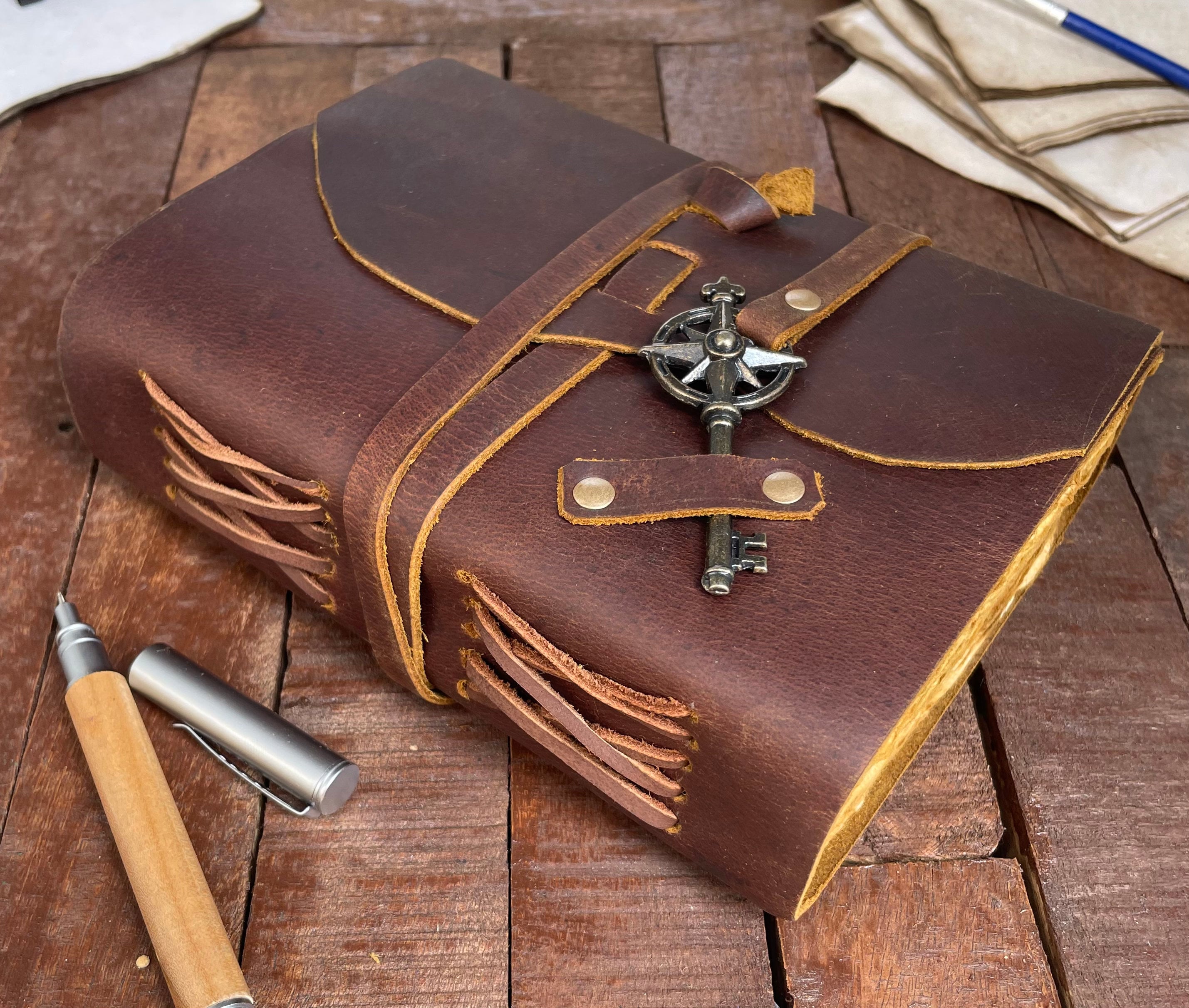 Personalized Journal-handmade Deckle Edge Paper Leather Bound - Etsy