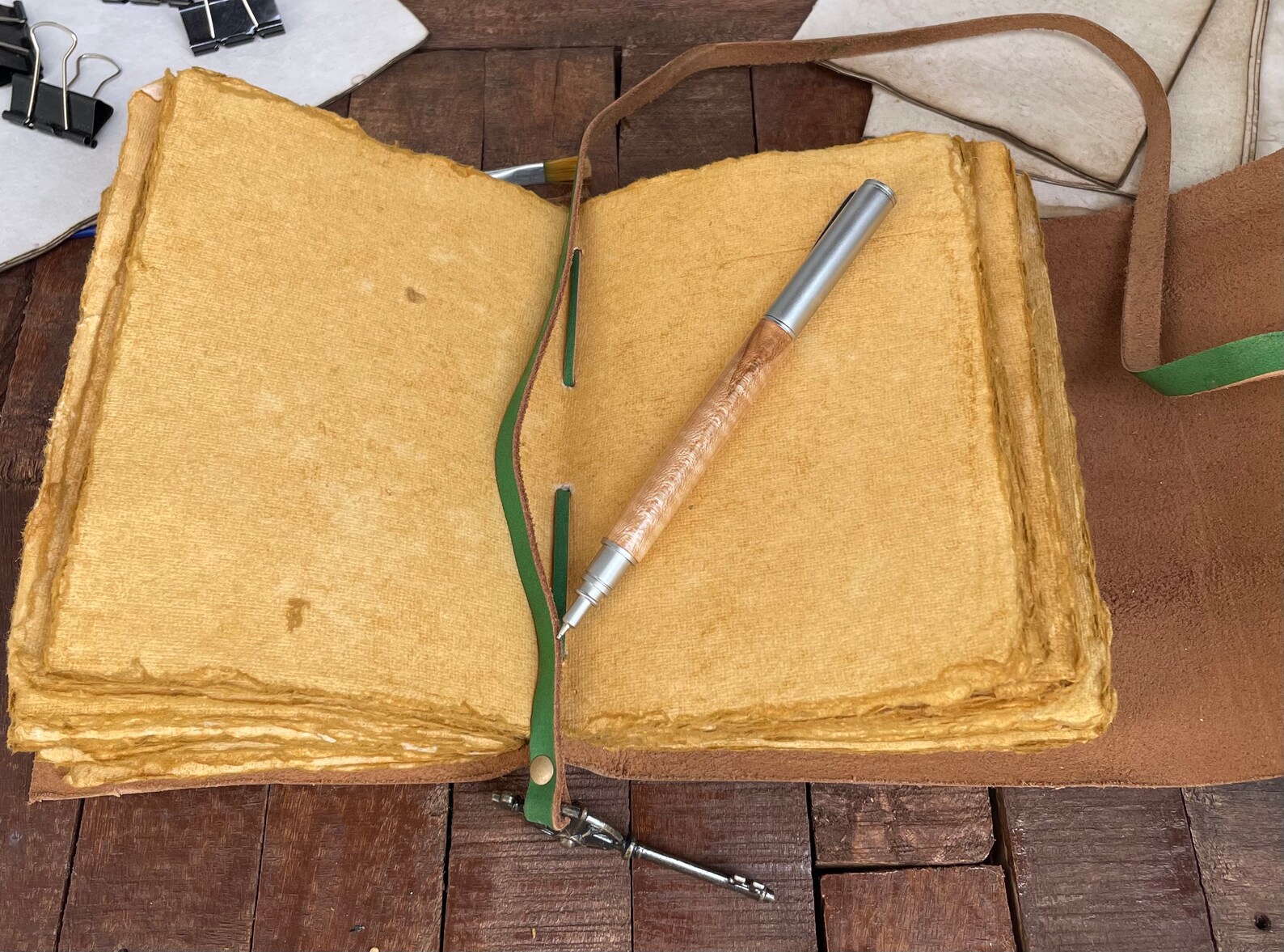 Personalized Journal-handmade Deckle Edge Paper Leather Bound - Etsy