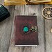 Embossed Leather Diary With Green Stone & Metal Lock – Handmade Journal ...