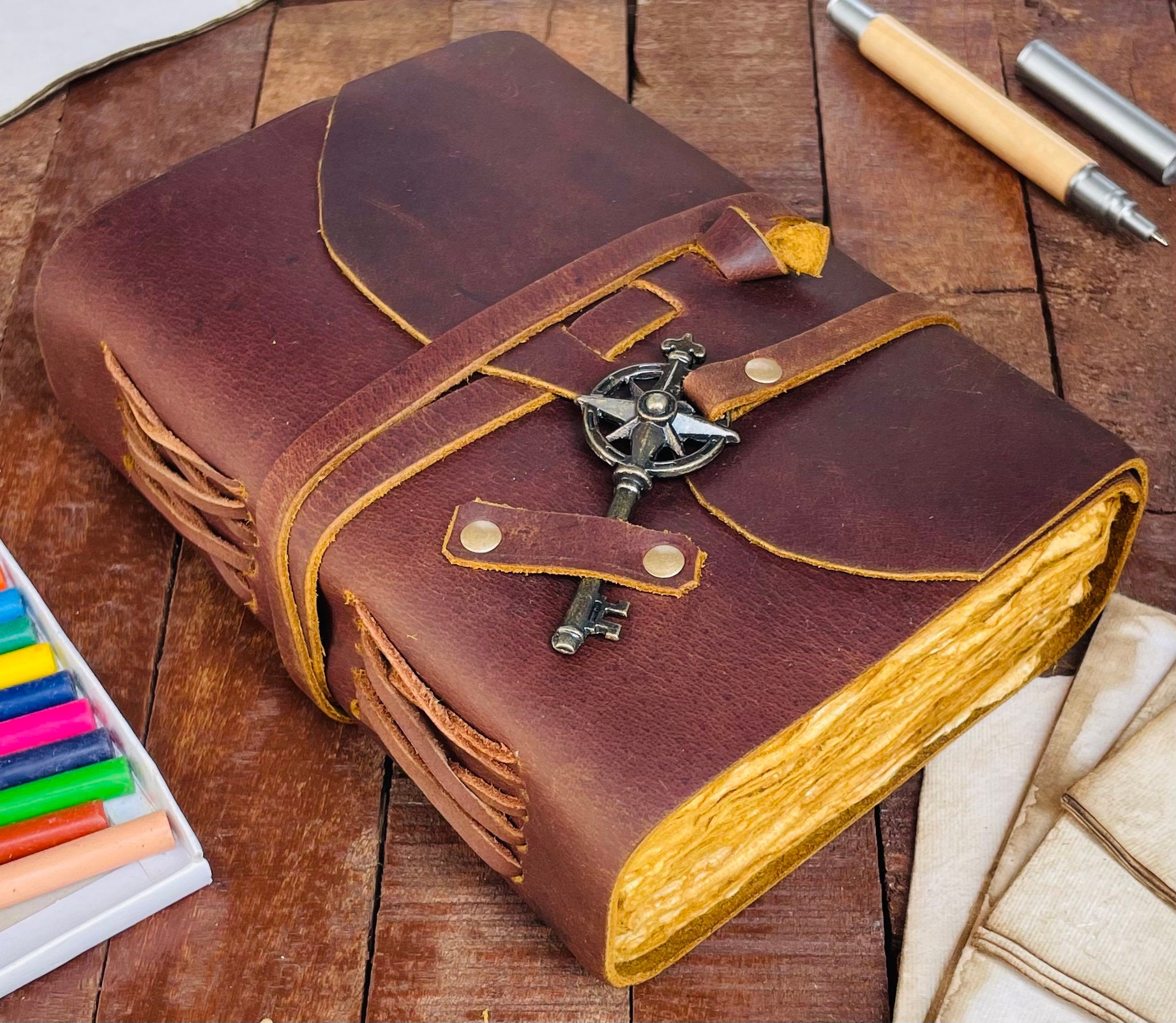 Personalized Journal-handmade Deckle Edge Paper Leather Bound - Etsy