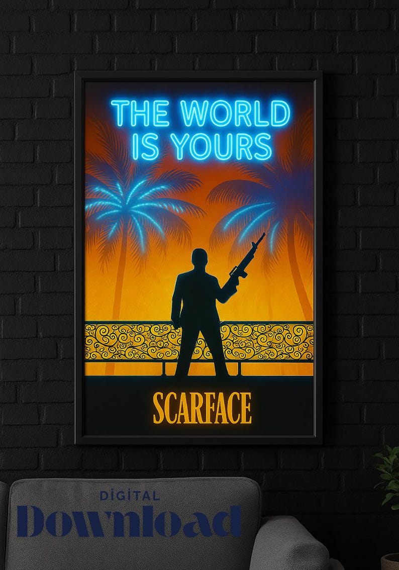 Scarface Posters,movie Poster,scarface Neon Poster,– Tony Montana Quote ...