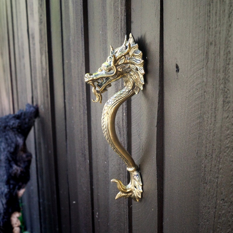 Gold Door Handle Dragon - Etsy
