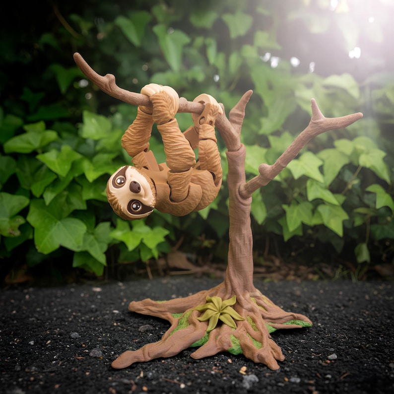 Articulated 3D Printed Sloth Figurine: Jungle Desk Decor - Etsy