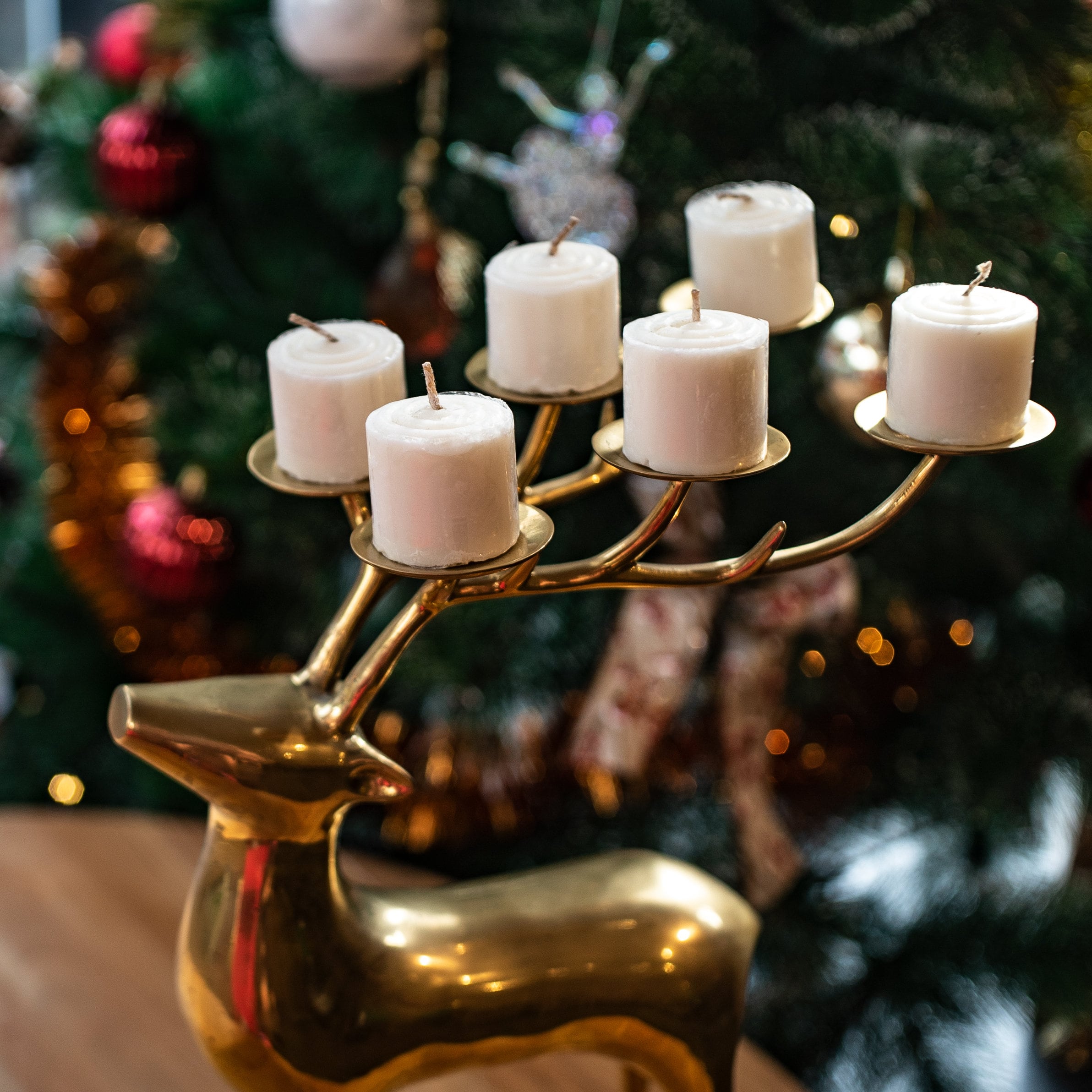Large Gold Candle Holder Deer, Christmas, Home Decoration, New Year ...
