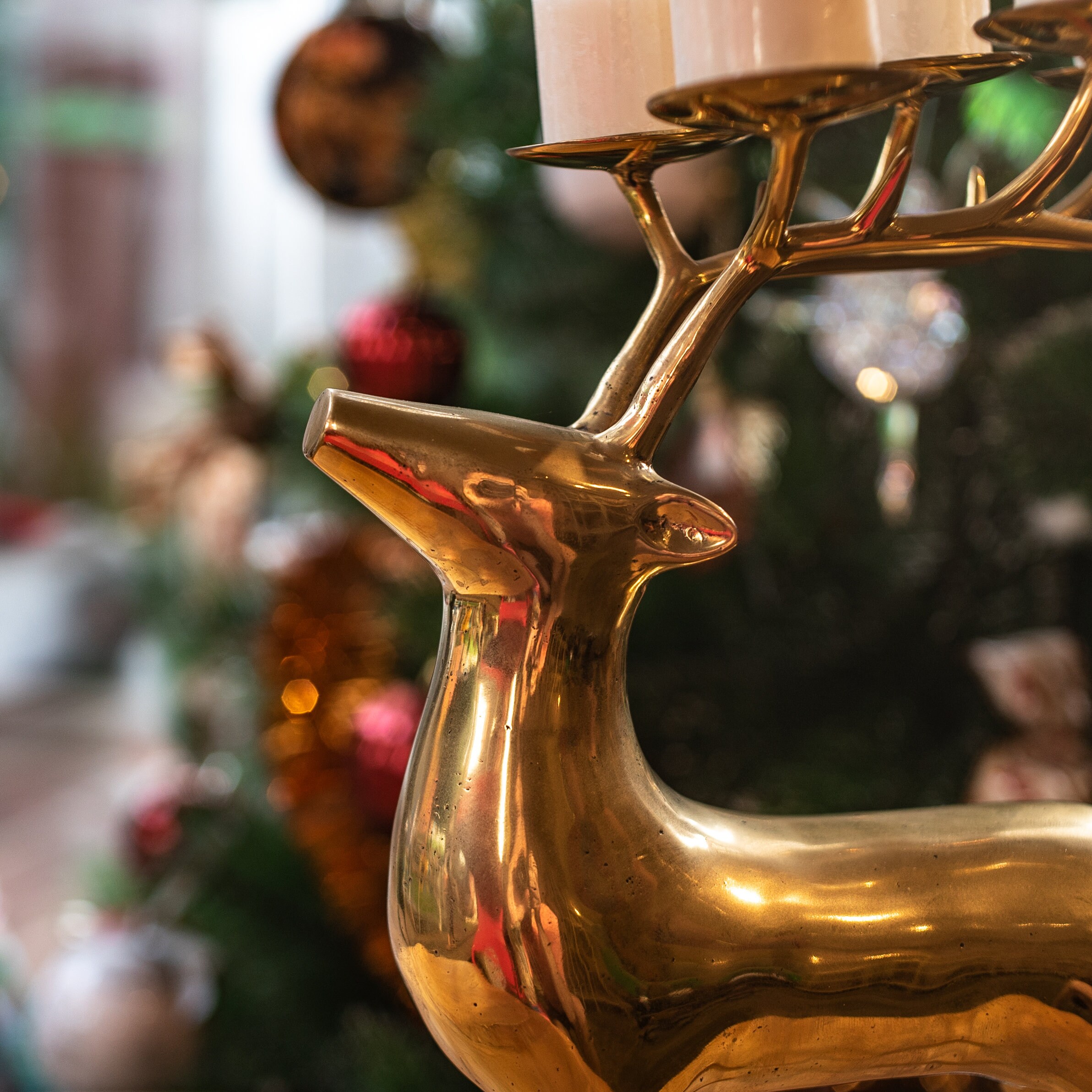 Large Gold Candle Holder Deer, Christmas, Home Decoration, New Year ...