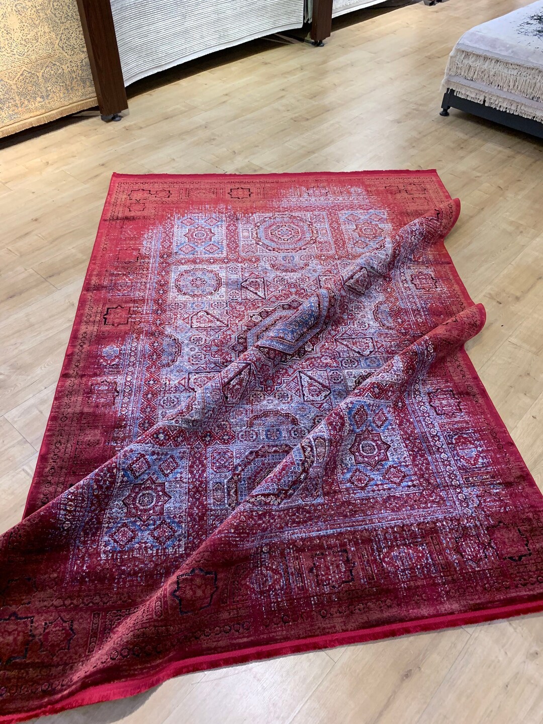 5x8 Ft Red Bamboo Rug, Top Quality Silk Rug, Bamboo Rug, Rug for Living ...
