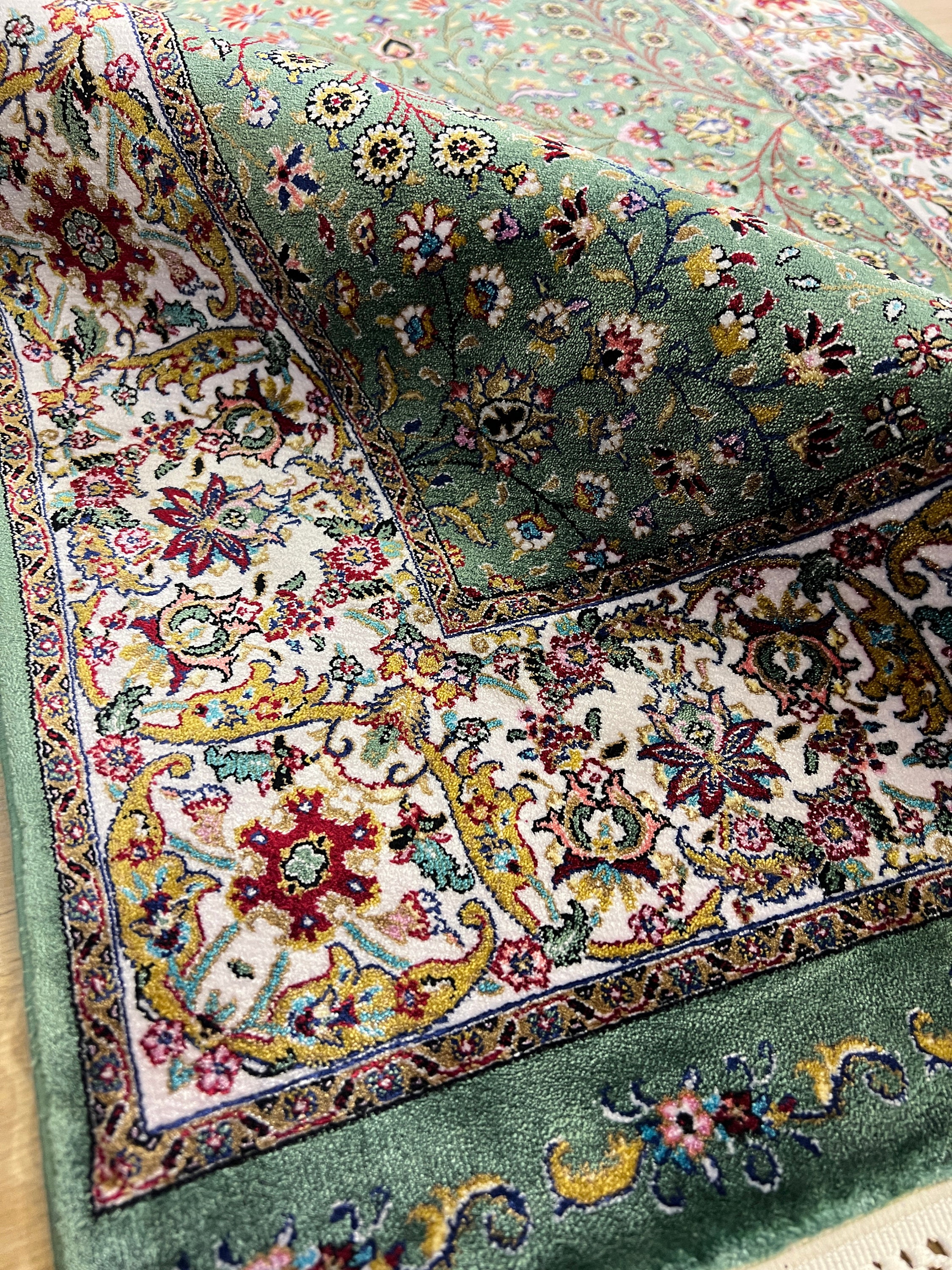 Green Beige Silk Rug, Luxury Silk Rug, Palace Silk Rug, High Quality ...