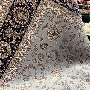 7x10 Blue Gray %100 Modal Silk Carpet, Turkish Silk Rug, Palace Silk ...