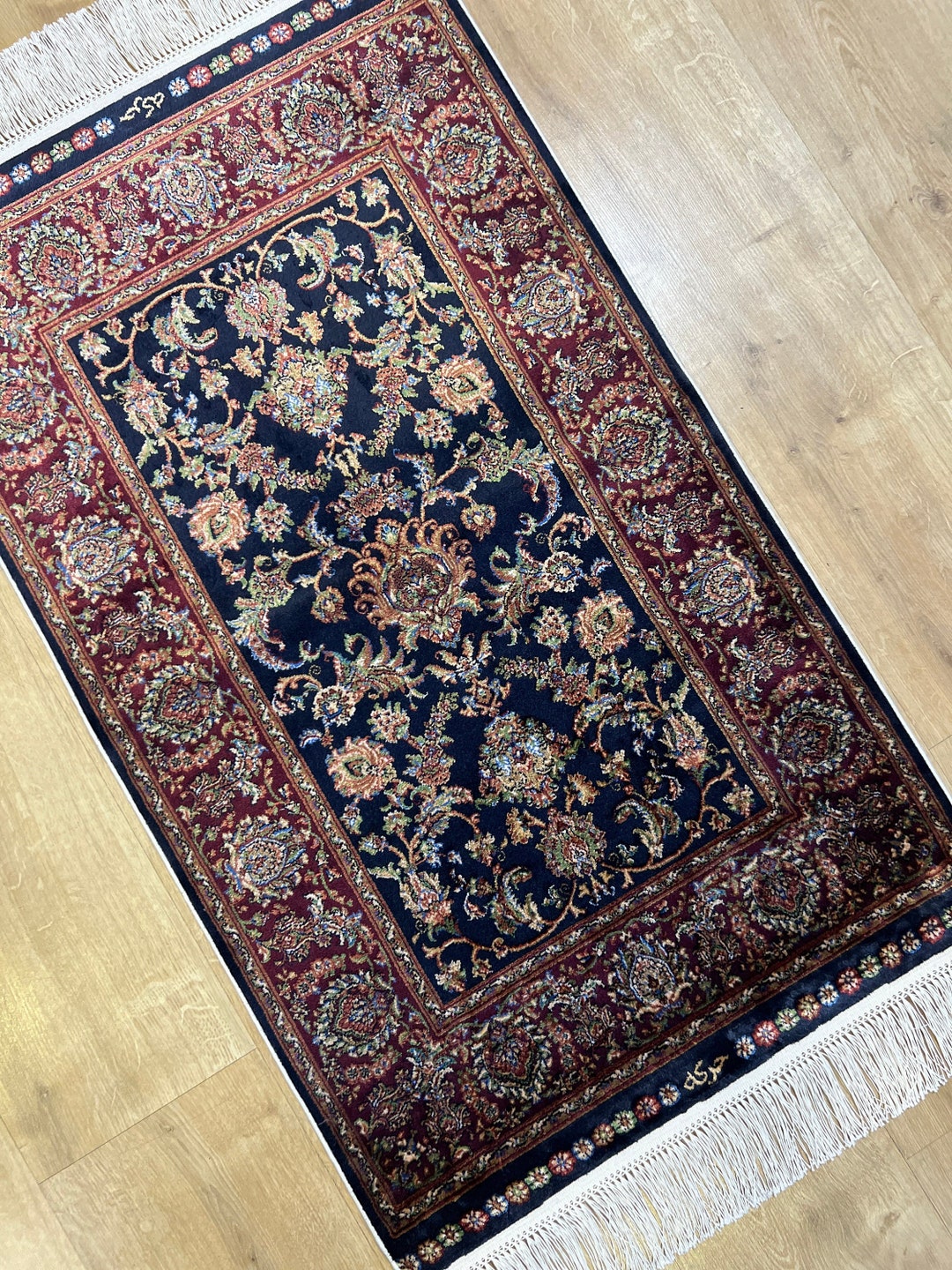 2x3 Ft Blue Red Silk Table Mat, Tapestry, Custom Rug, Decorative Rug ...