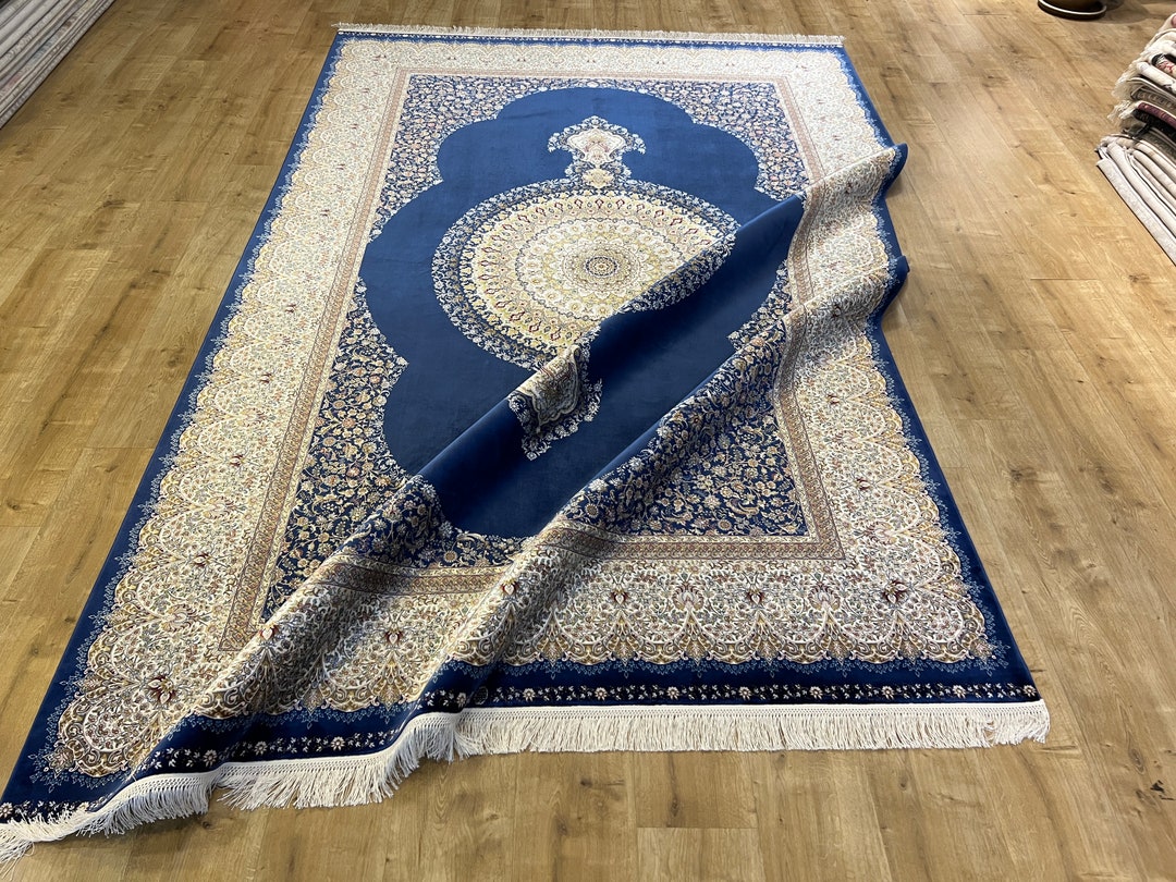 Blue Beige Turkish Carpet, High Quality Rug, %100 Modal Silk Carpet ...