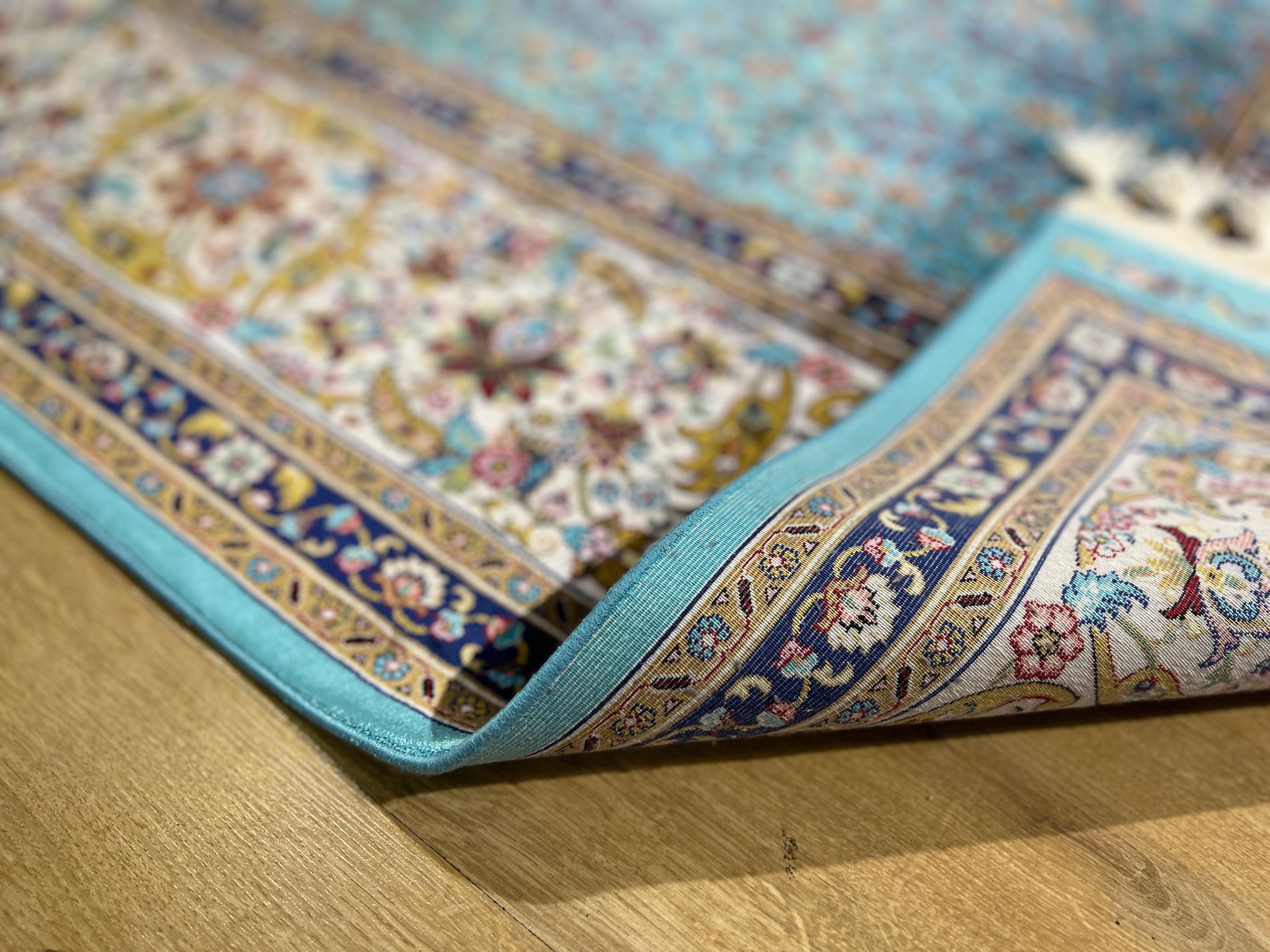 5X8 Ft Blue Turkish Silk Rug, Rug for Living Room, High Quality Rug ...