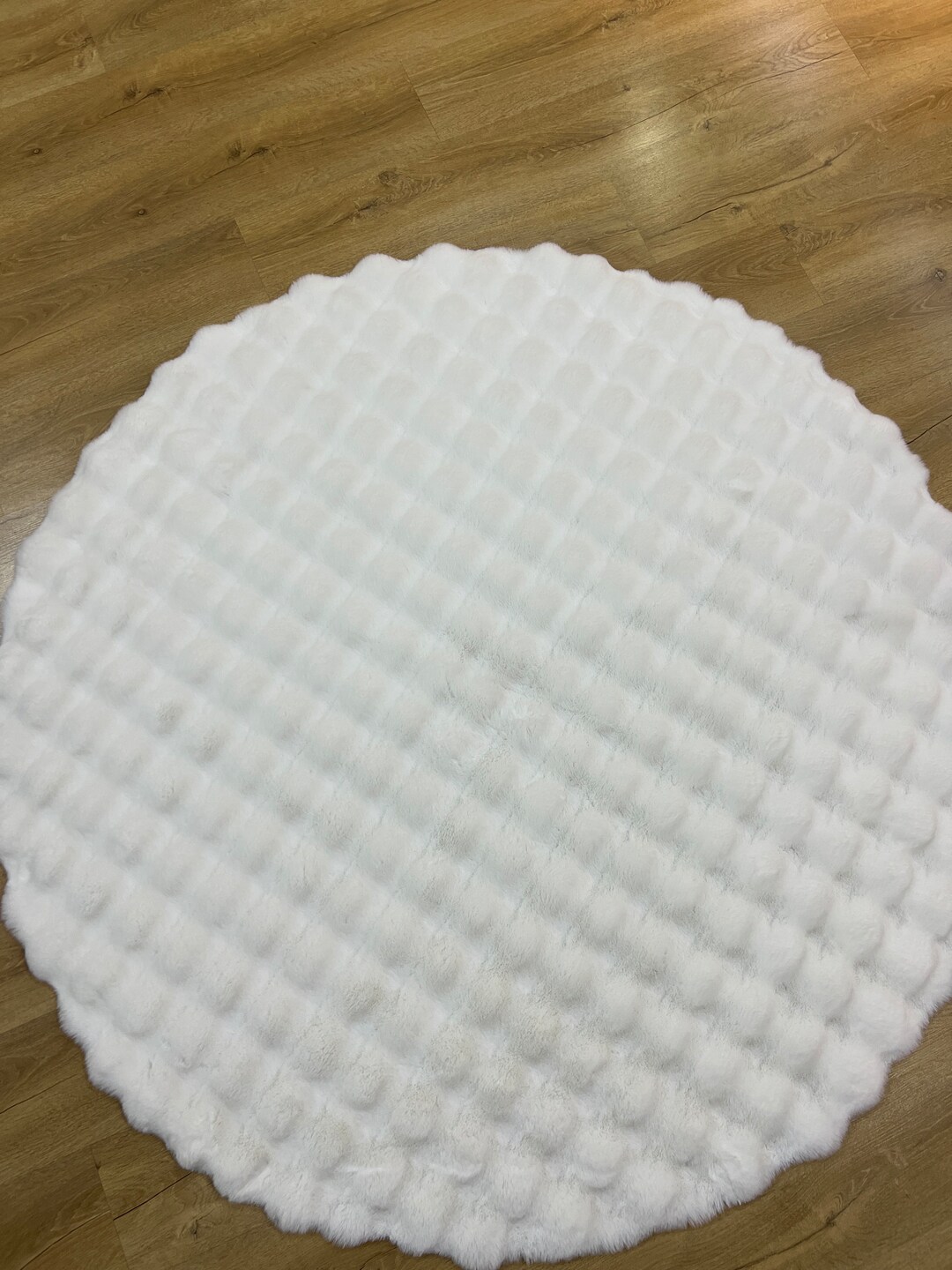 White Circle Plush Rug, Modern Plush Rug, Bedroom Carpet, Plush Rug ...