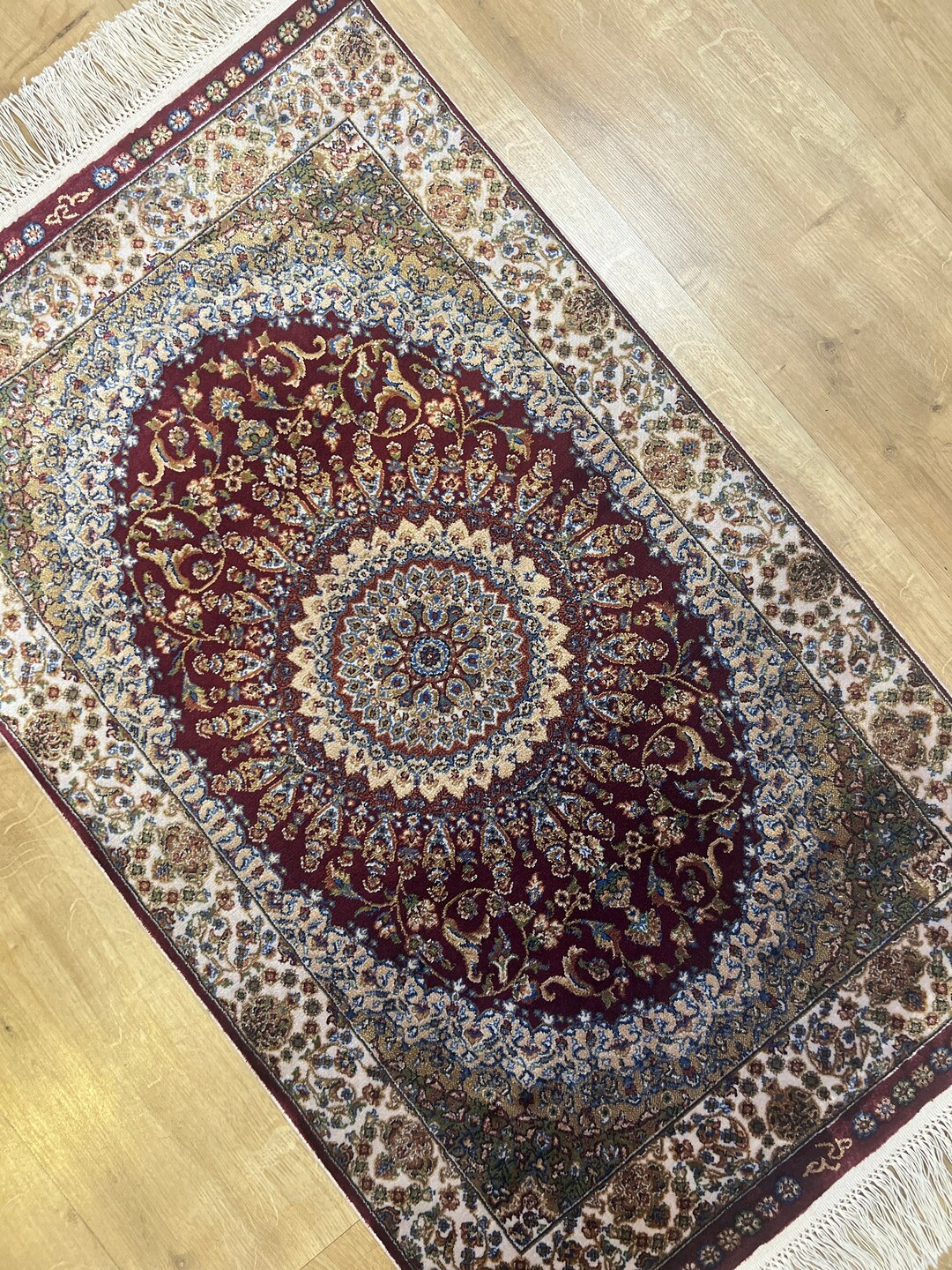 2x3 Ft Red Gold Silk Rug, Tapestry, Decorative Rug, Wall Decor, Silk ...