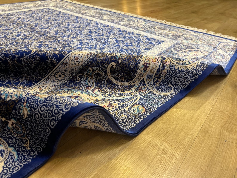 Dark Blue Silk Rug, Turkish Carpet, Luxury Home Decor - Etsy