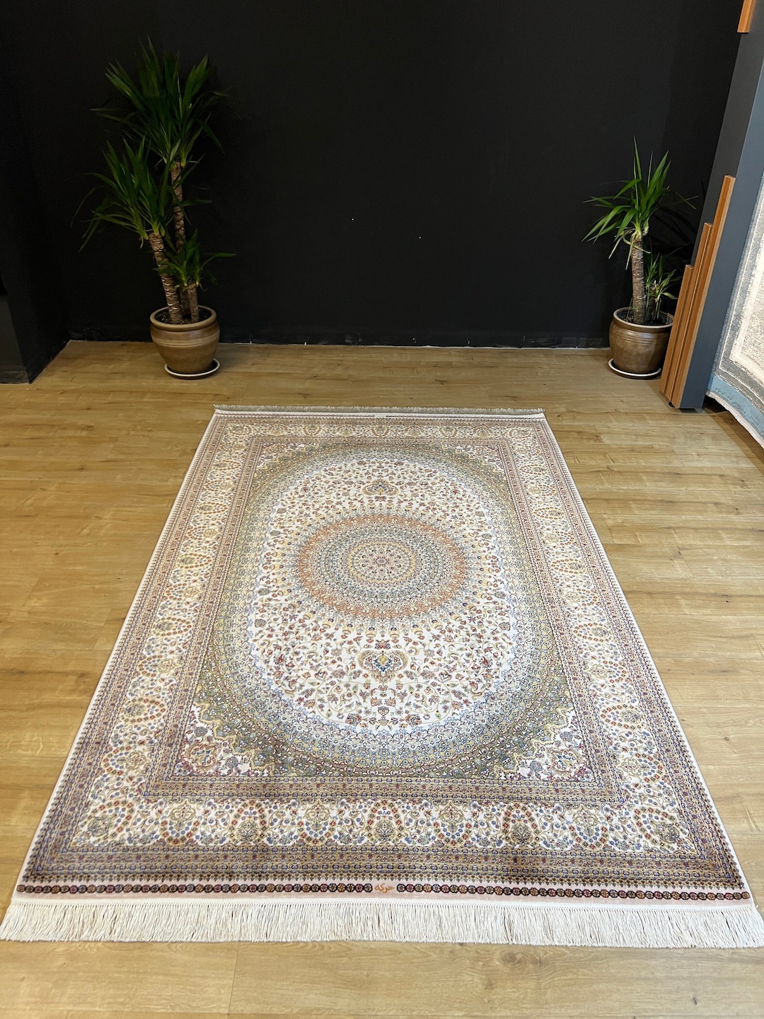 5x8 Ft Beige Green Turkish Silk Rug, Silk Carpet, Silk Bamboo Rug, Silk ...