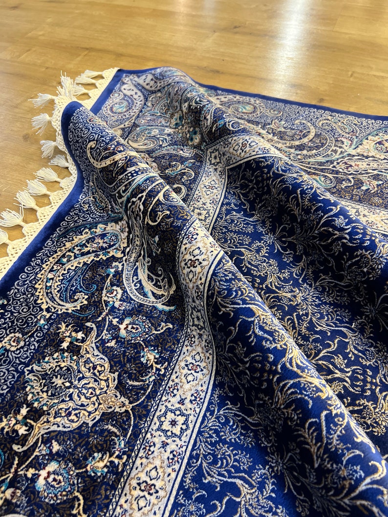 Dark Blue Silk Rug, Turkish Carpet, Luxury Home Decor - Etsy