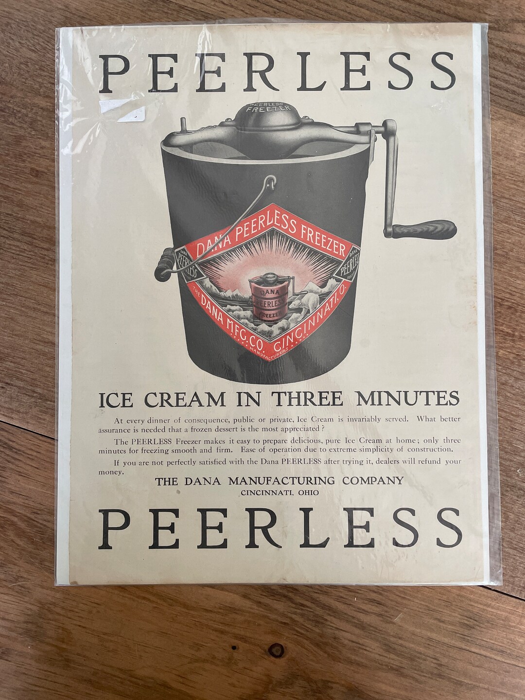 Peerless Ice Cream Freezer Ad - Etsy