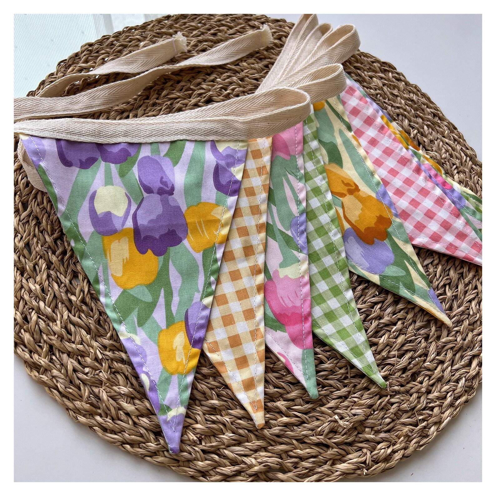 Tulip Bunting, 12 Flags, Spring Garden Decorations, Flower Banner ...