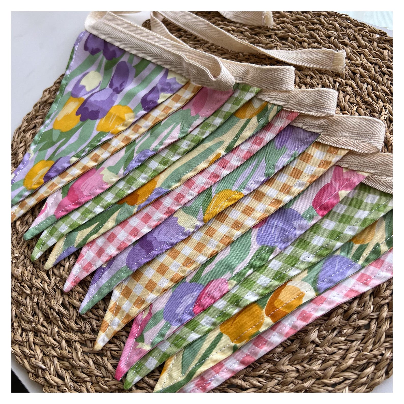 Tulip Bunting, 12 Flags, Spring Garden Decorations, Flower Banner ...