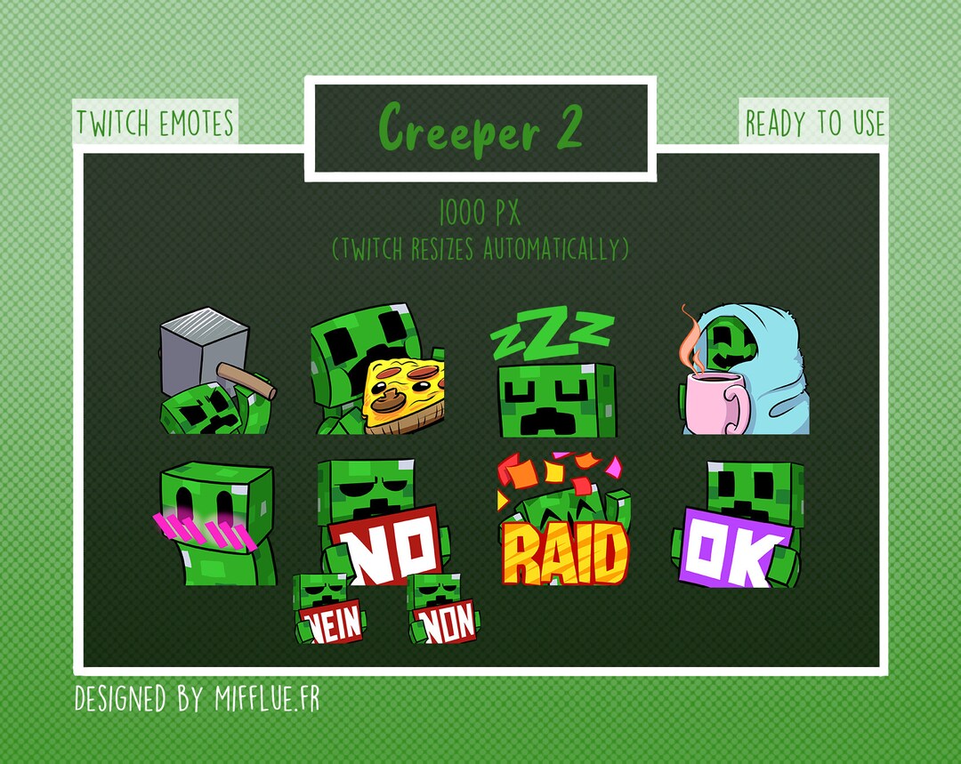 Creeper Emotes for Twitch -pack 2- - Etsy