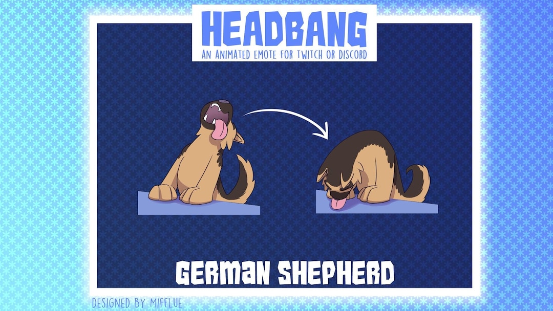 German Shepherd Animated Emote for Twitch - Headbang - Etsy