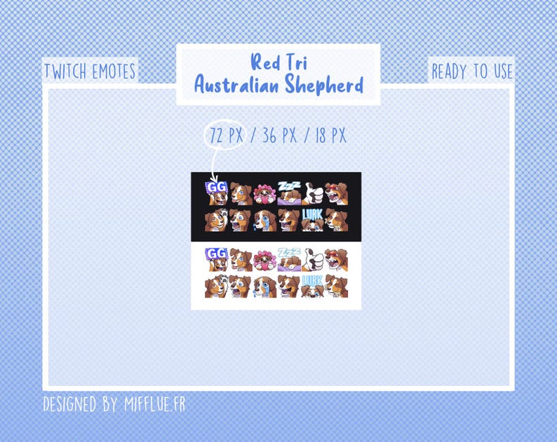 Red Tri Australian Shepherd Emotes for Twitch - Etsy