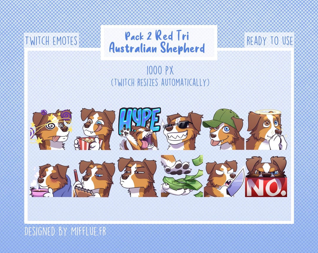 Emotes Red Tri Australian Shepherd Pack2 - Etsy