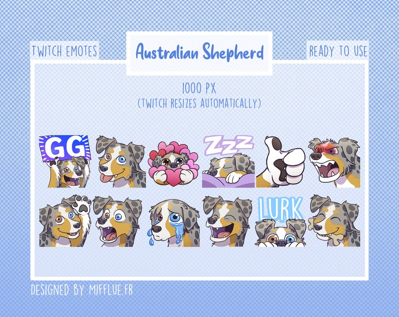 Australian Shepherd Emotes - Etsy