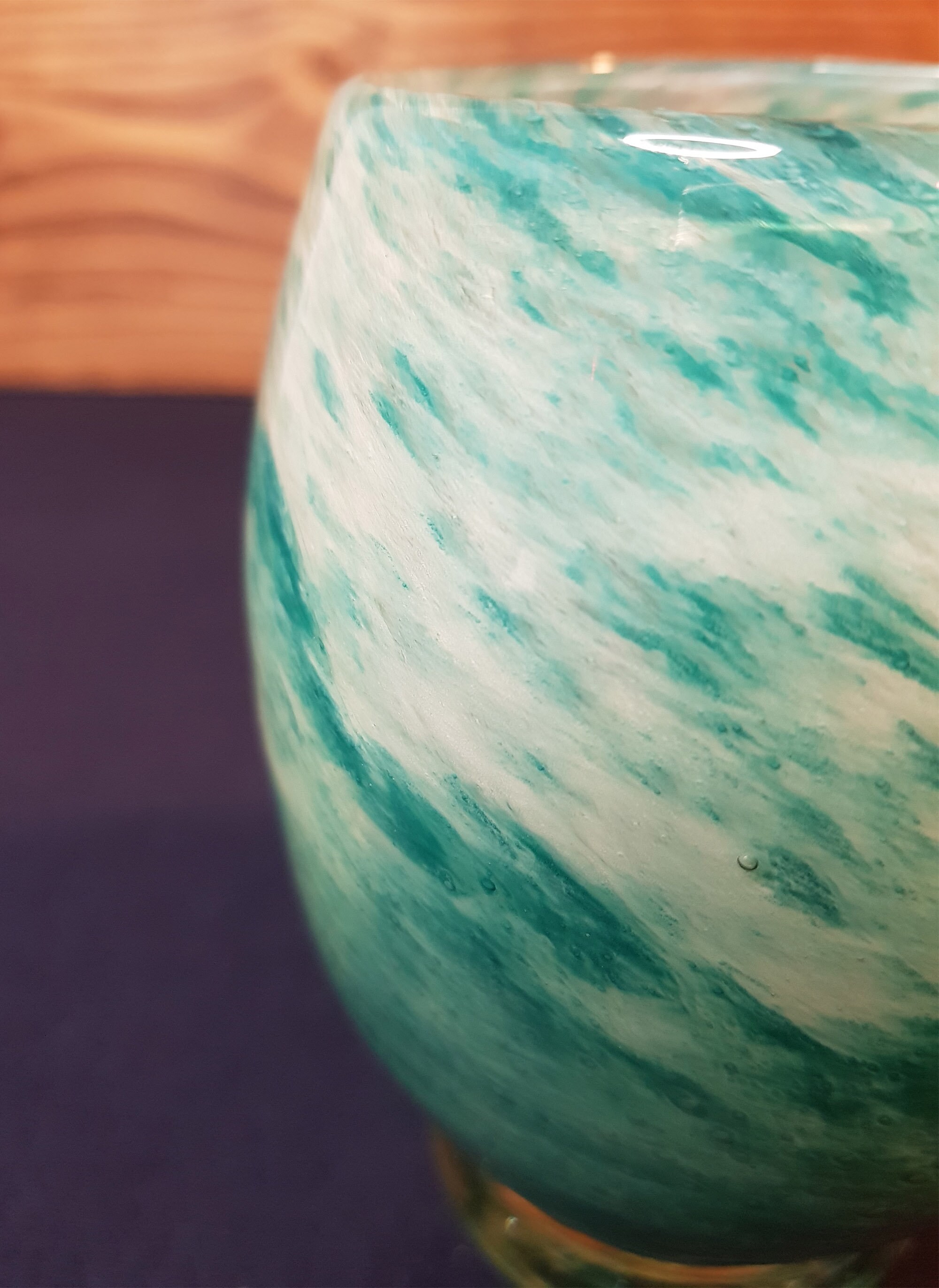 Vintage Nazeing Clouded Turquoise Bubble Glass 'barrel' Vase - Etsy UK