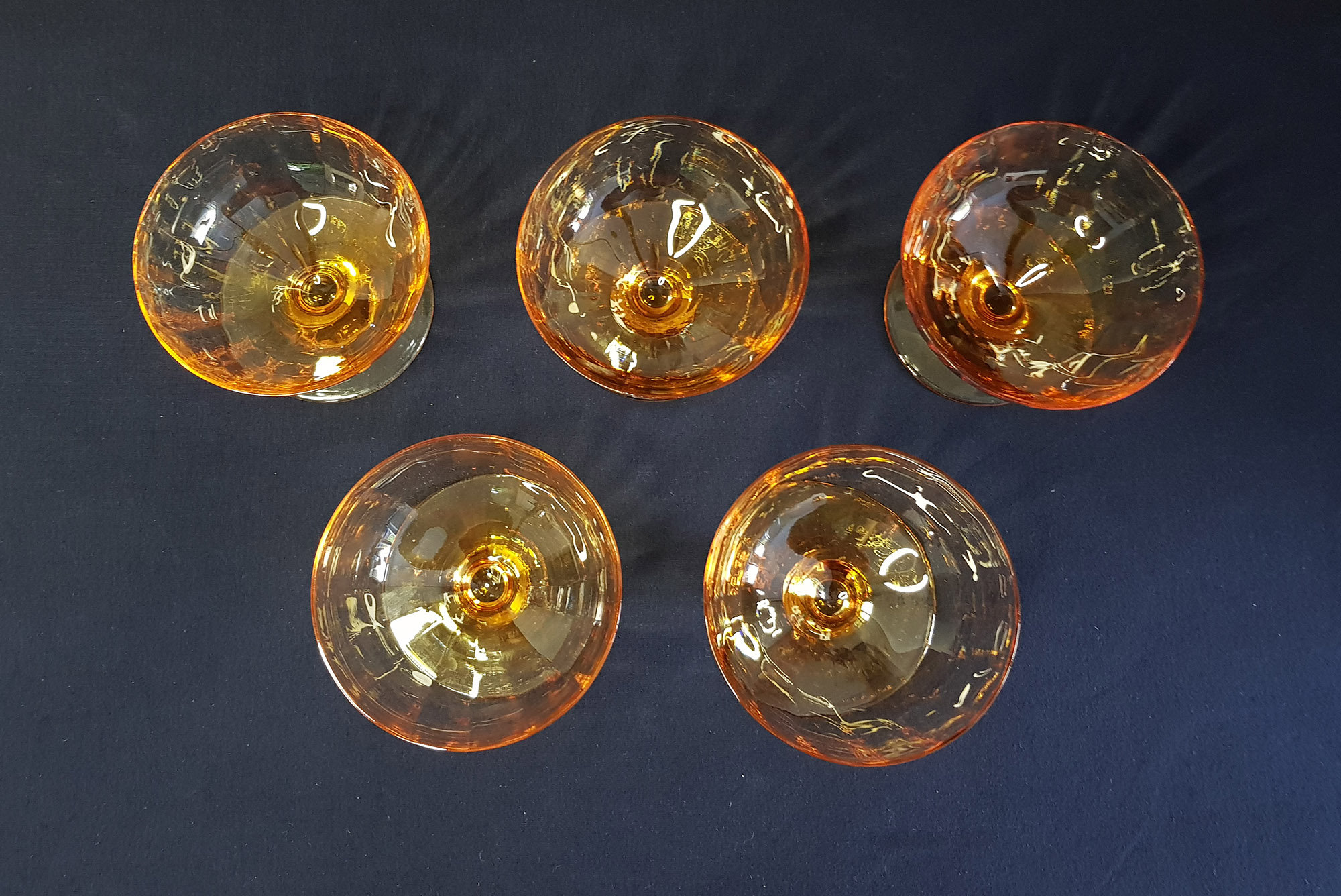 Vintage Set of 5 Whitefriars Glass Amber Pattern M91 Sundae Dishes for ...