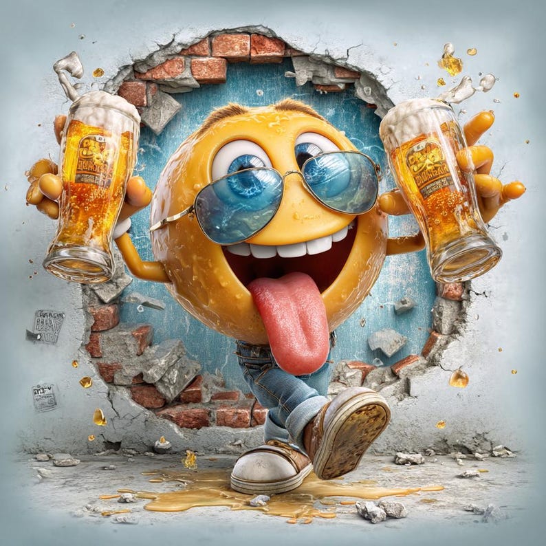 New Year Party Emoji Clipart Set – 10 Funny 3D Smileys With Beer ...