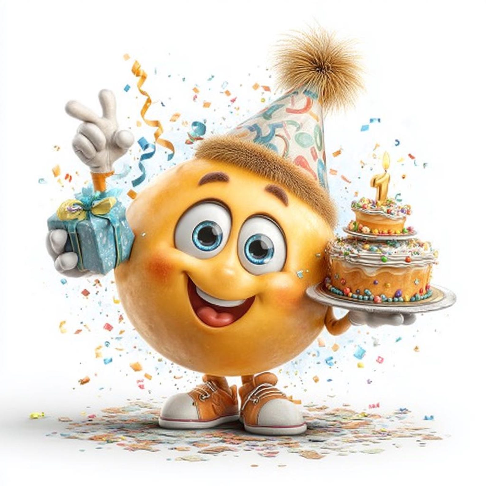 20 Emoji Birthday Clipart Set Fun Party Smileys With Cake, Balloons ...