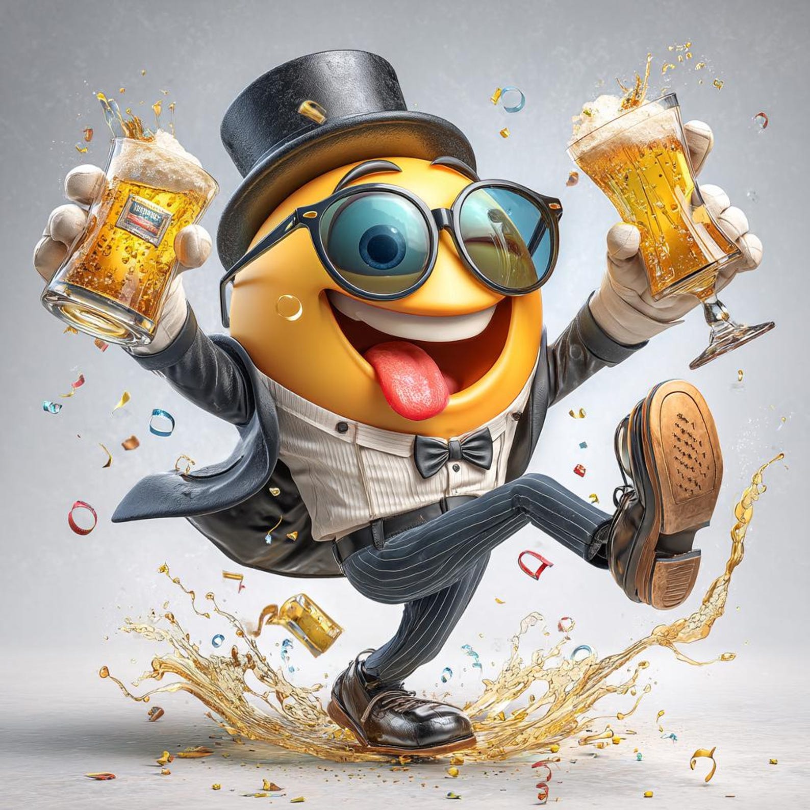 3D Party Emoji With Beer in Tuxedo – 10 JPG 5000px & PDF Print Files ...