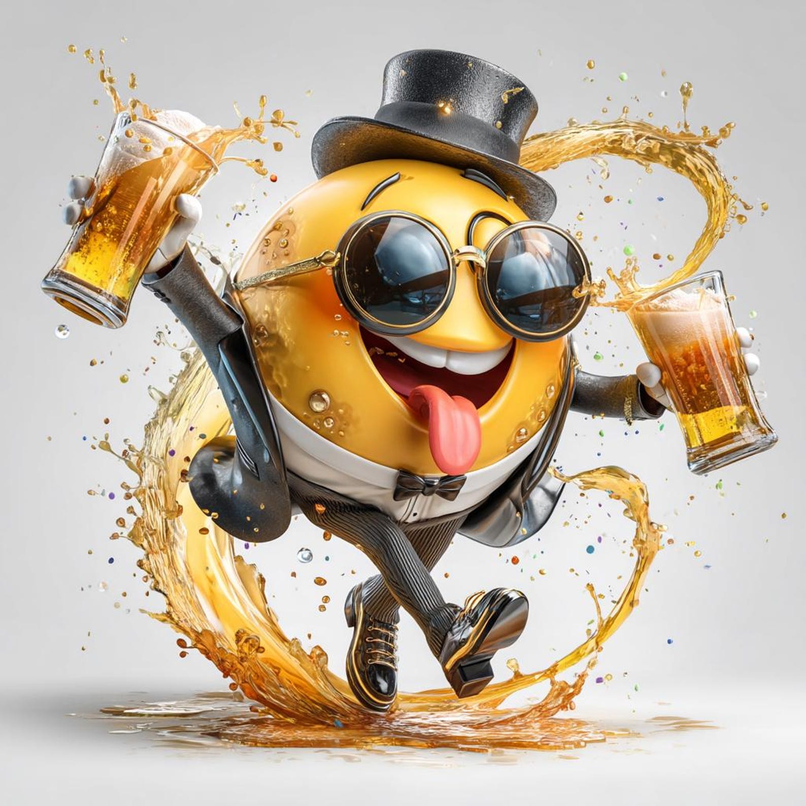 3D Party Emoji With Beer in Tuxedo – 10 JPG 5000px & PDF Print Files ...