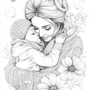 20 Enchanting Mother-child Coloring Pages – High-resolution PDF Files ...