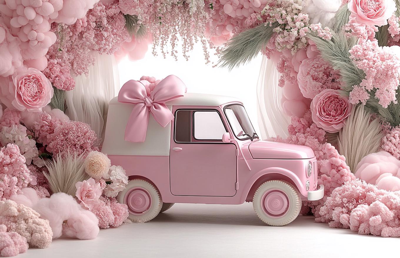 10 Pink Baby Car Photo Backgrounds | Girl Backdrop | Digital Download ...