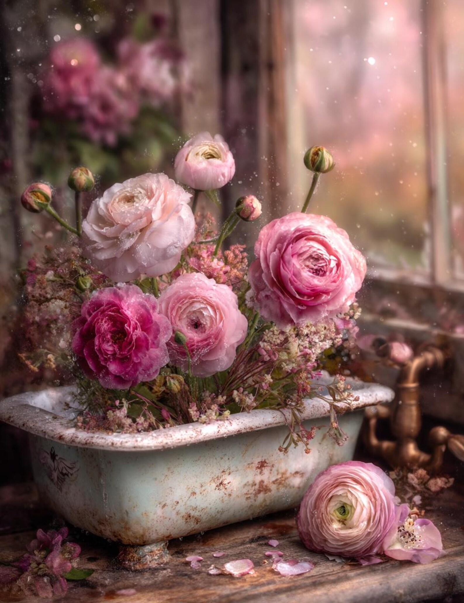 Romantic Flower Poster Set 5 Vintage Prints in A4 as PDF and Zip File ...