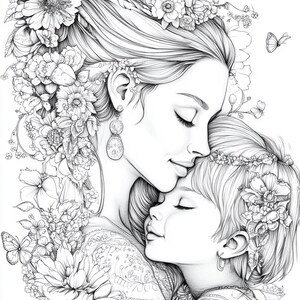 20 Enchanting Mother-child Coloring Pages – High-resolution PDF Files ...