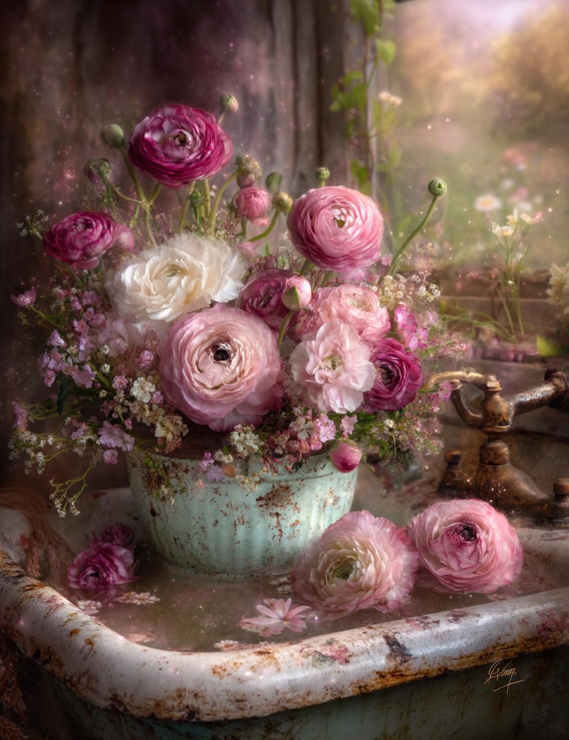 Romantic Flower Poster Set 5 Vintage Prints in A4 as PDF and Zip File ...