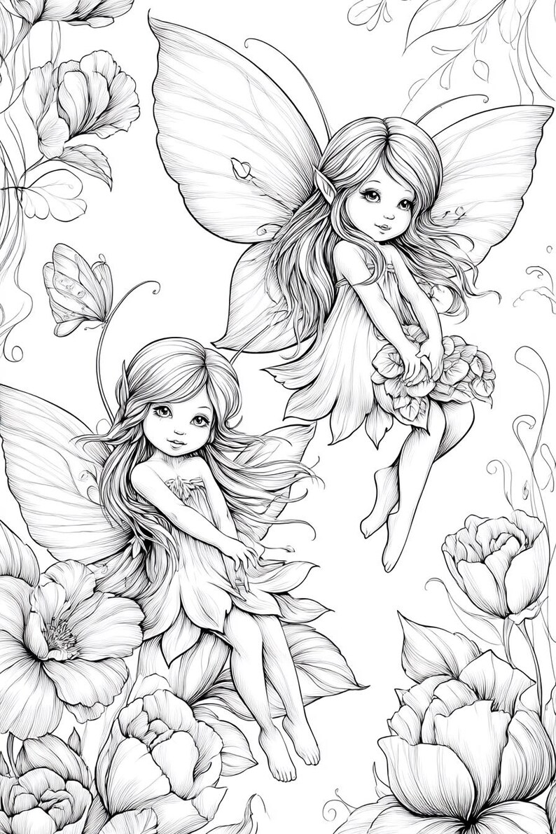 10 Fairy Coloring Pages for Kids PDF Printable – Christmas Fantasy ...