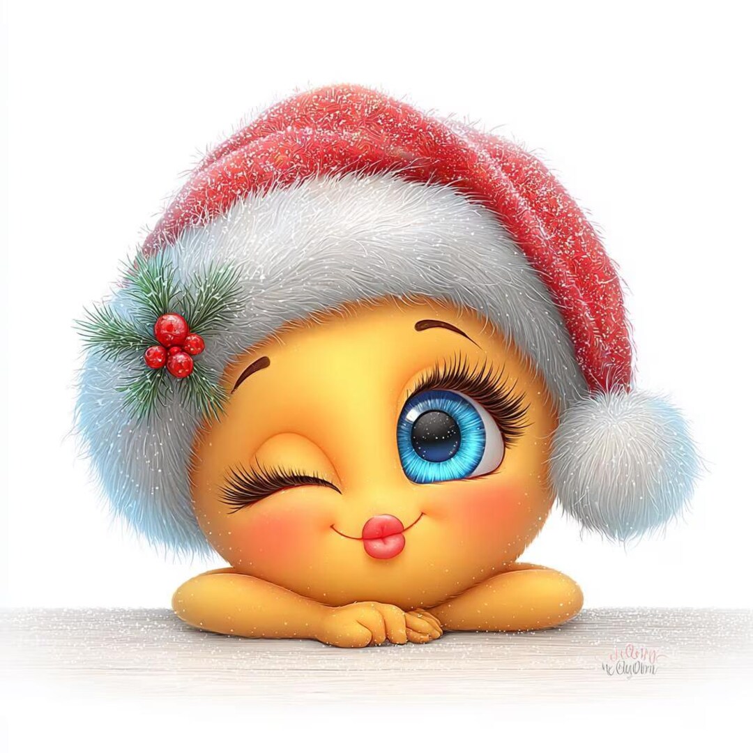 Christmas Emoji Clipart Set | 10 Faces With Santa Hat & Gifts | JPG+PDF ...