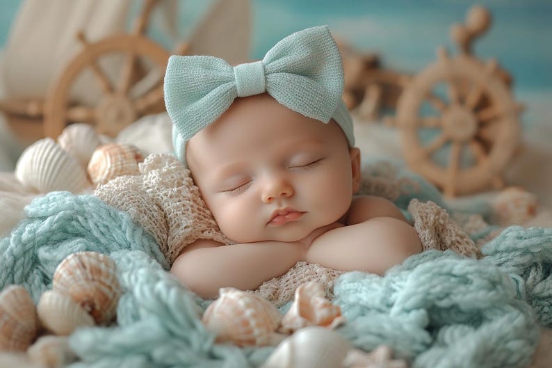 10 Nautical Baby Backdrop Scenes as PDF – No Baby – Ocean, Sand & Helm ...