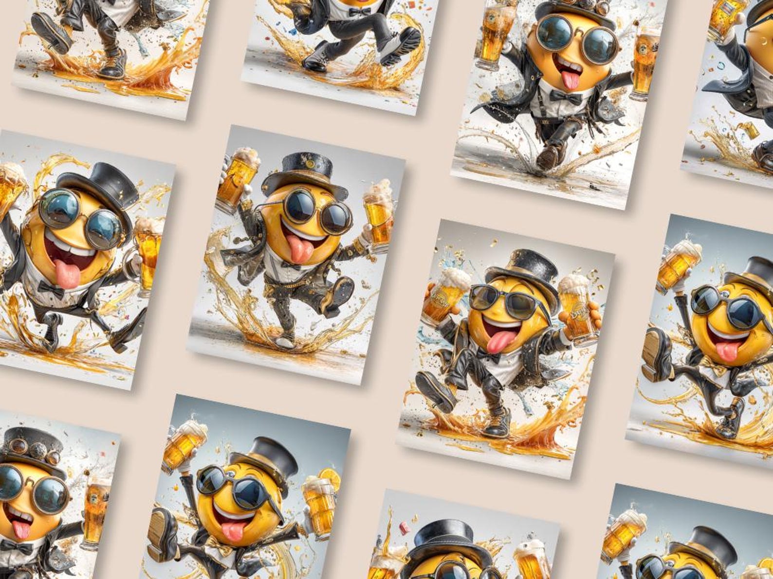 3D Party Emoji With Beer in Tuxedo – 10 JPG 5000px & PDF Print Files ...