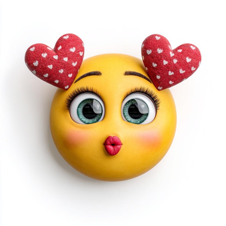 10 Cute 3D Emoji Cliparts With Heart Eyes – Pngs on White Background, for Stickers, Cards ...