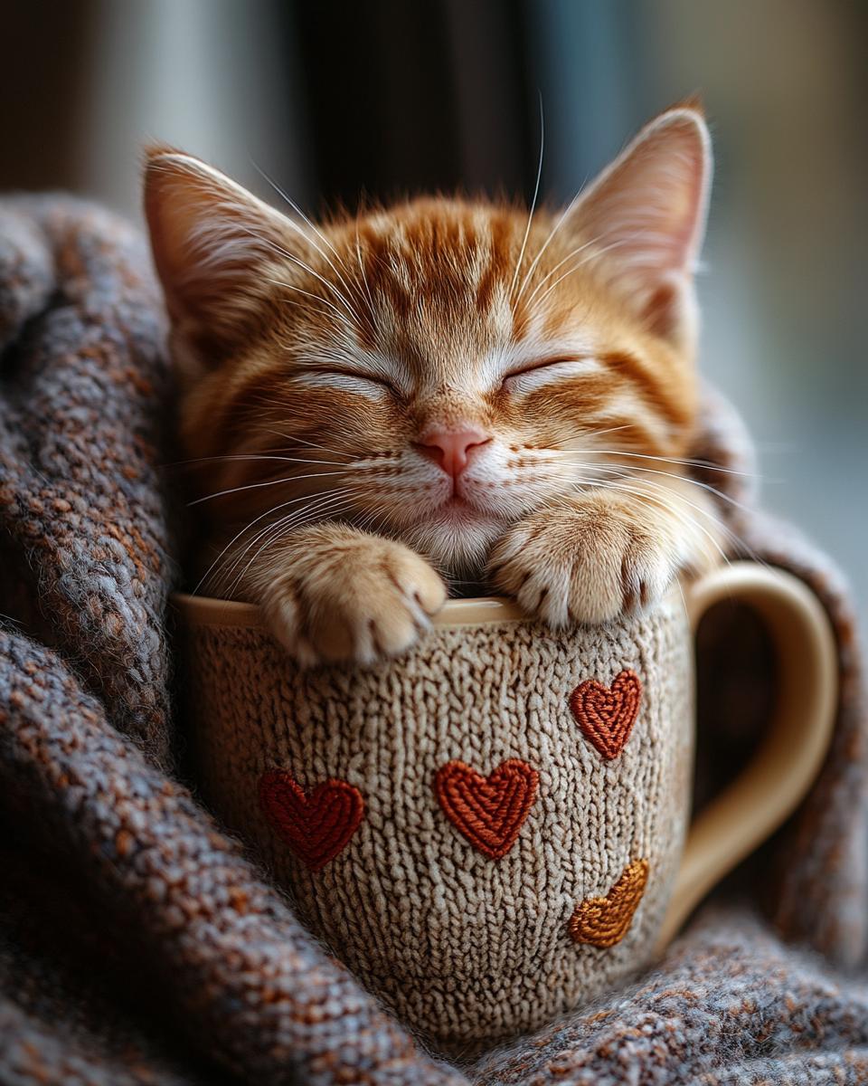 Kitten Wall Art Set Digital, Cute Cat Prints, Cozy Cup Cat Poster, PDF ...