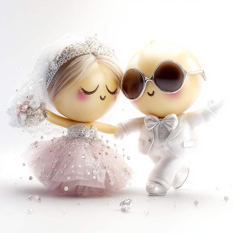 20 Wedding Emoji PNG Bundle, Cute Bride Groom Clipart, 3D Kawaii Emojis ...