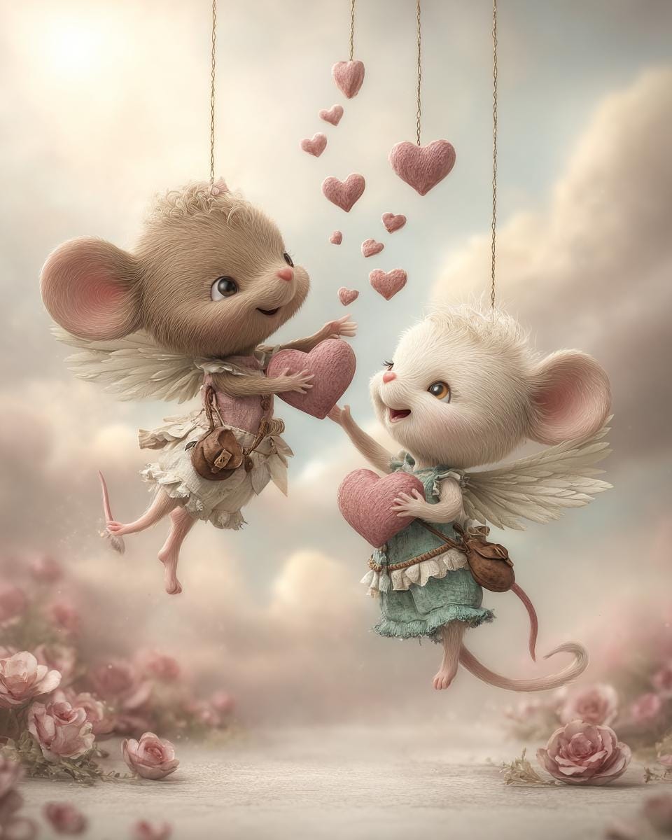 10 Printables Cute Fairy Mice With Hearts – Magical for Nursery, Cards ...