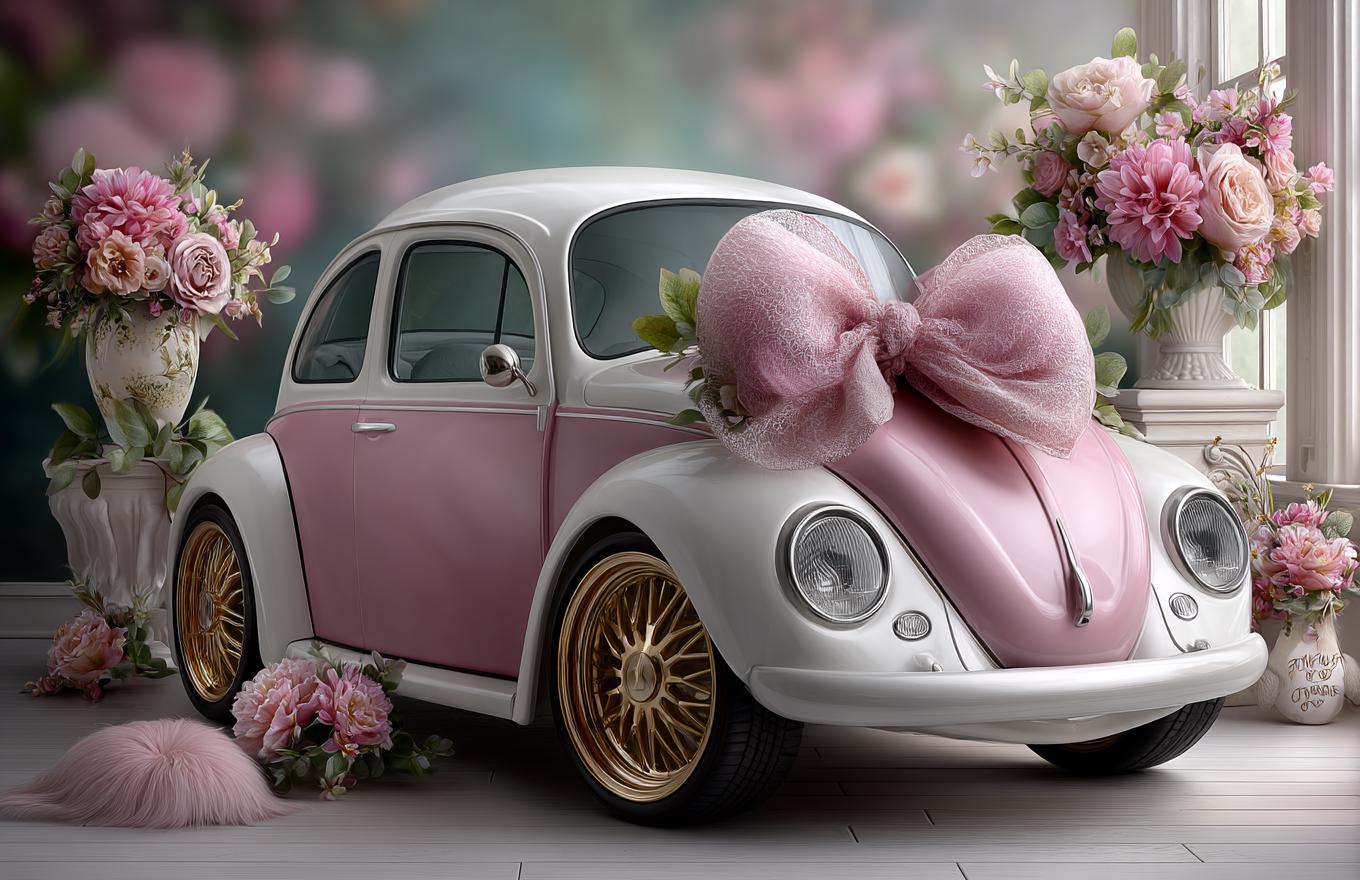 10 Pink Baby Car Photo Backgrounds | Girl Backdrop | Digital Download ...