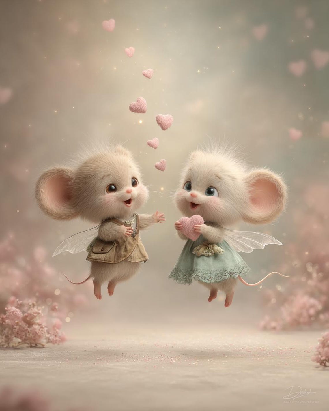 10 Printables Cute Fairy Mice With Hearts – Magical for Nursery, Cards ...